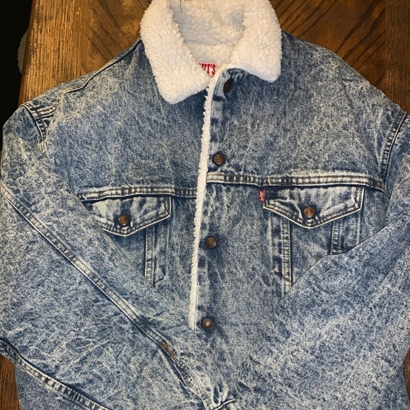 Levi's | Jackets & Coats | Vintage Levi Acid Wash Denim Jacket Red Tag ...